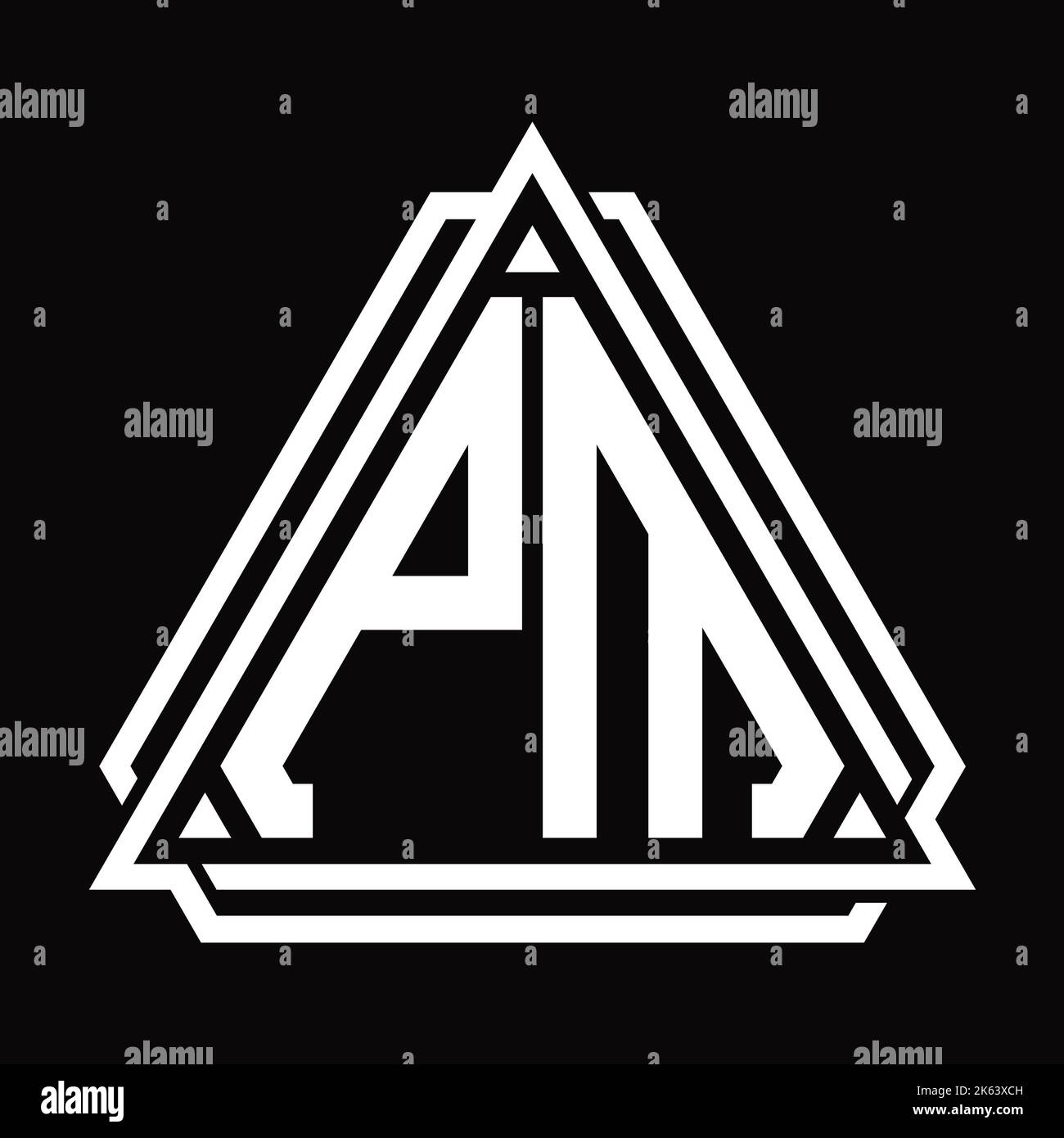 PM Logo letter monogram with triangle shape design template isolated on ...
