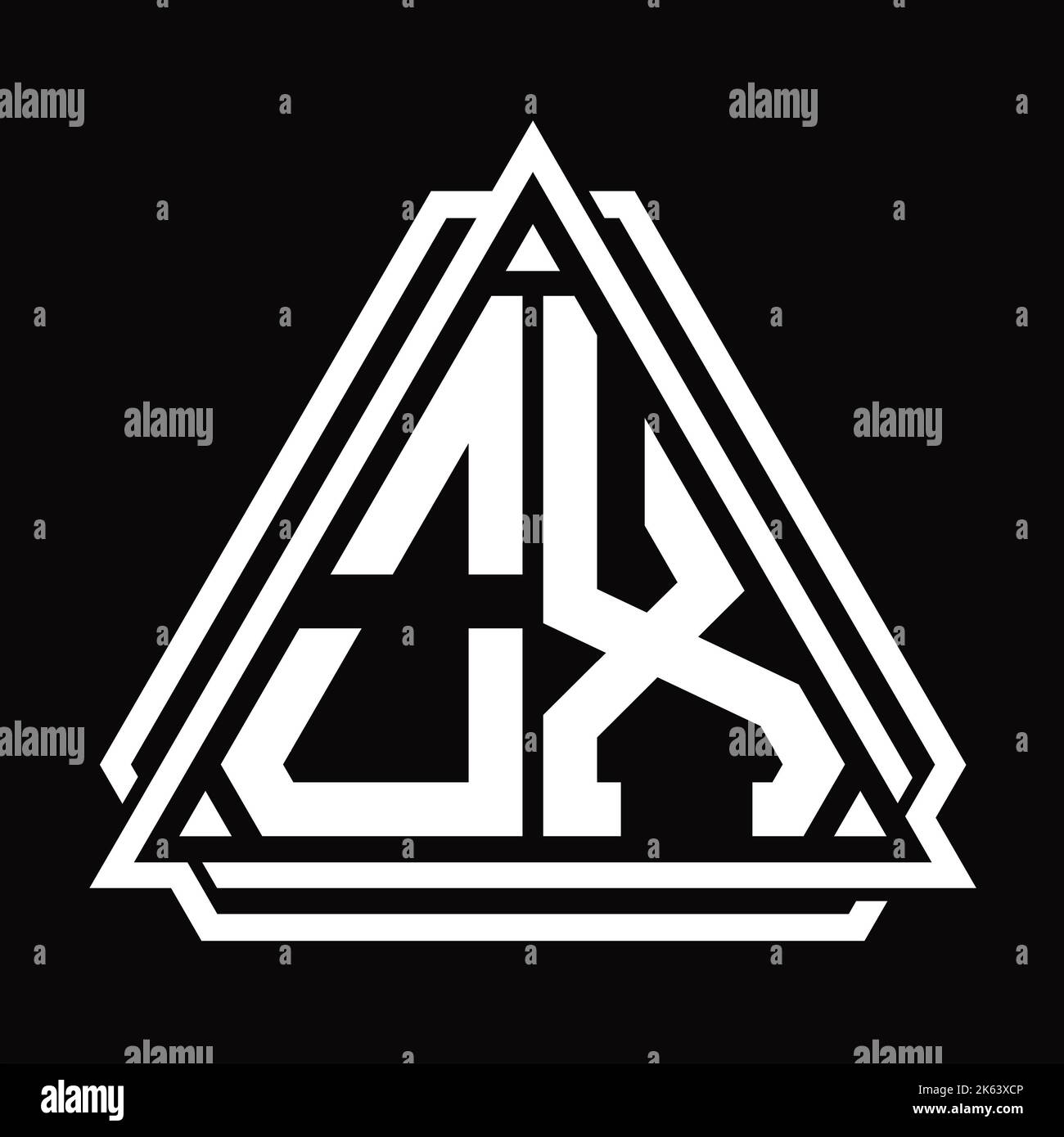 OX Logo letter monogram with triangle shape design template isolated on black background Stock ...