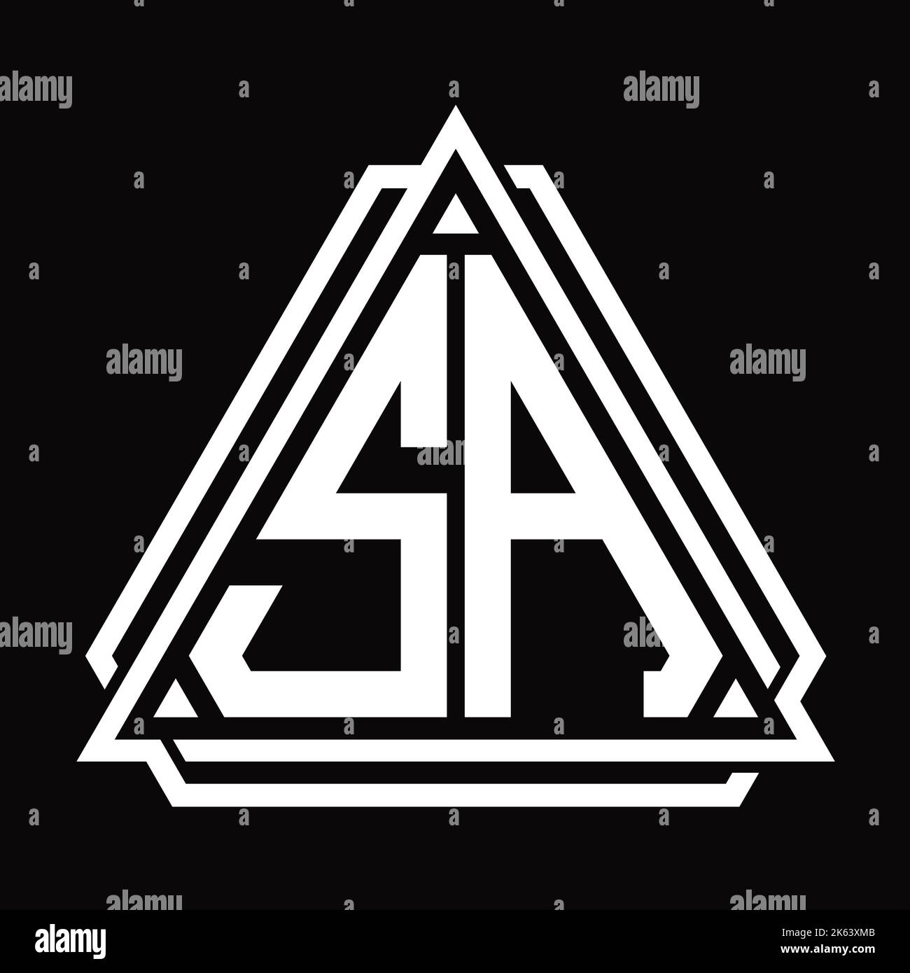 SA Logo letter monogram with triangle shape design template isolated on ...