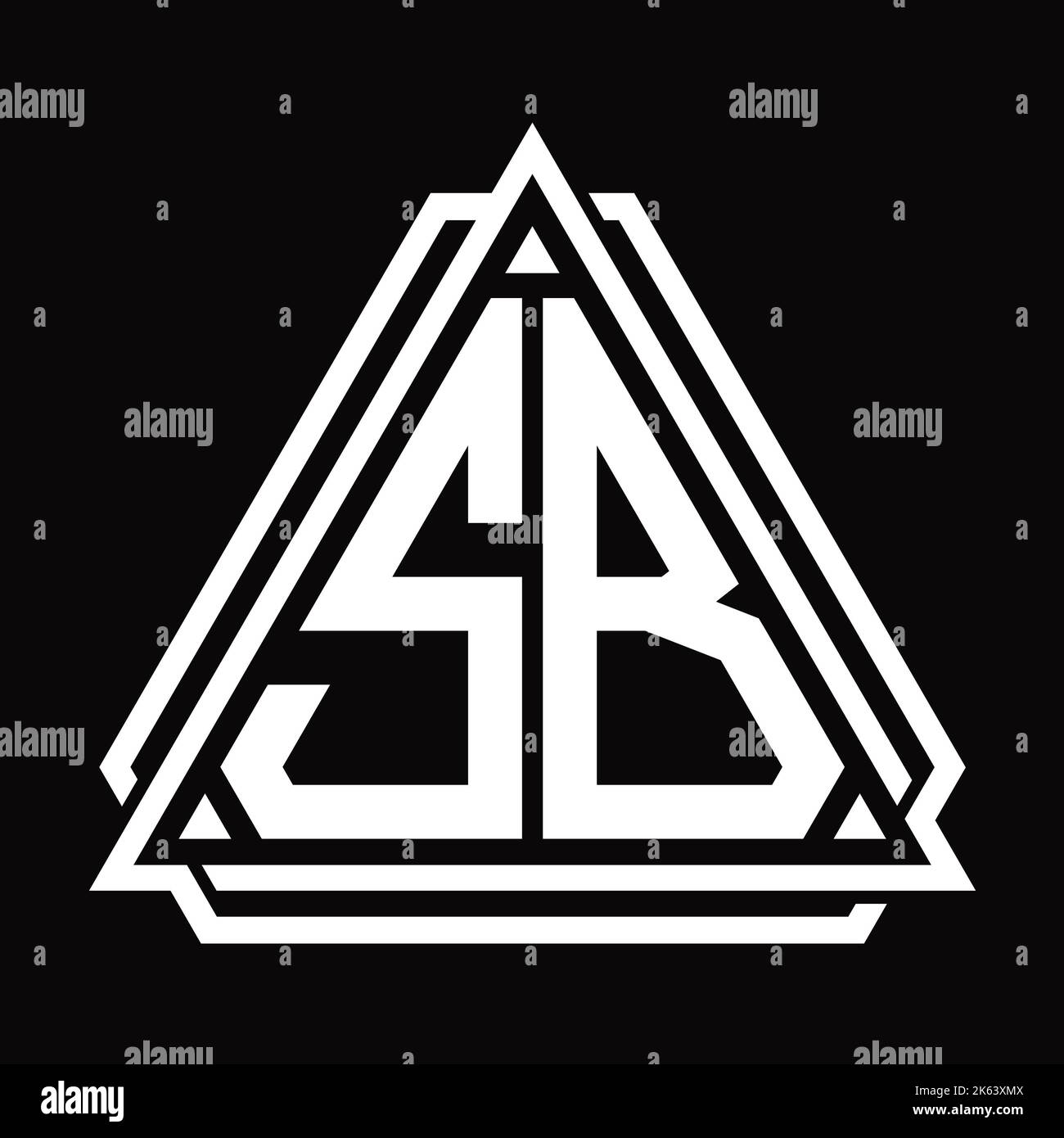 SB Logo letter monogram with triangle shape design template isolated on ...