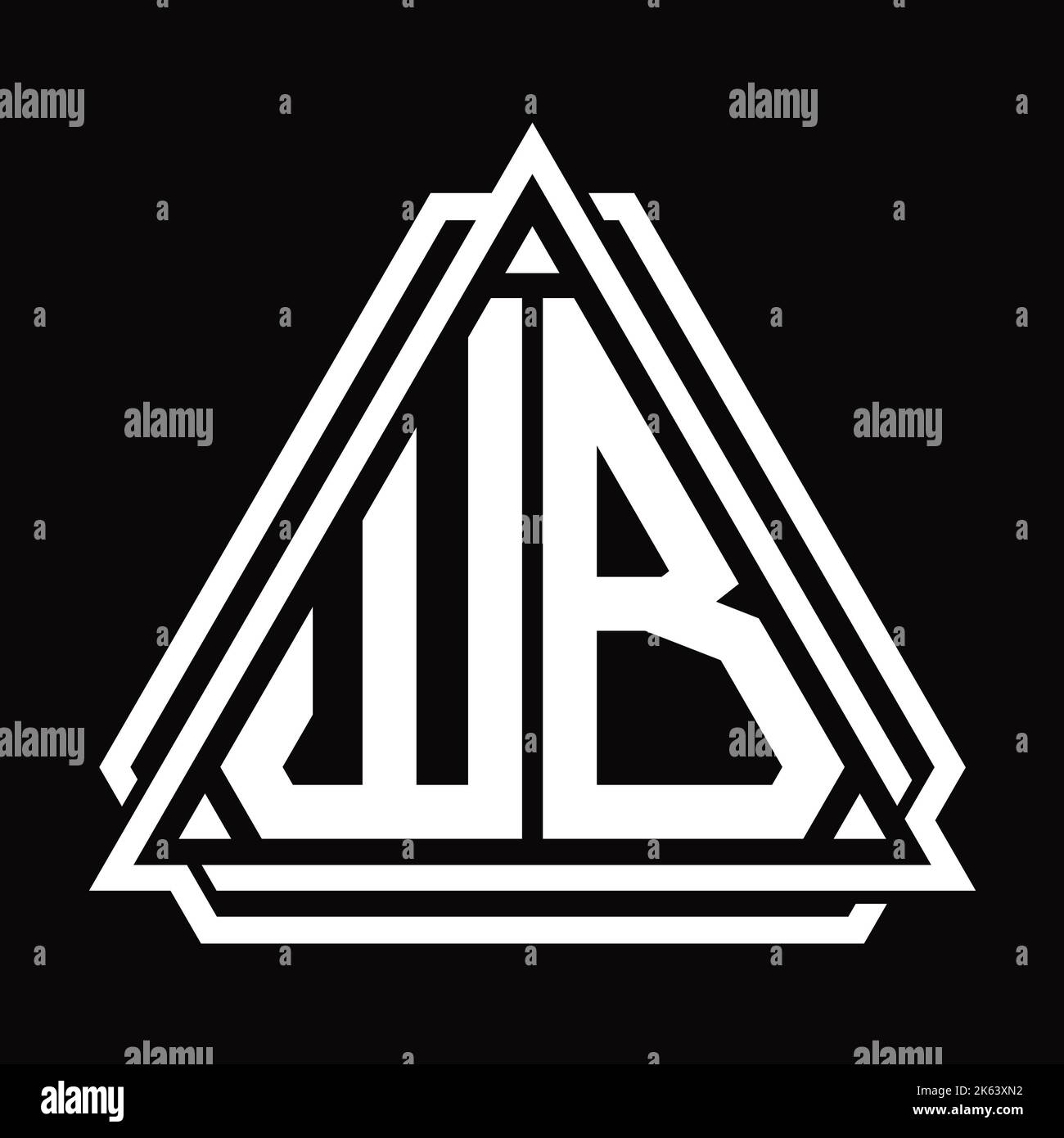 WB Logo letter monogram with triangle shape design template isolated on ...