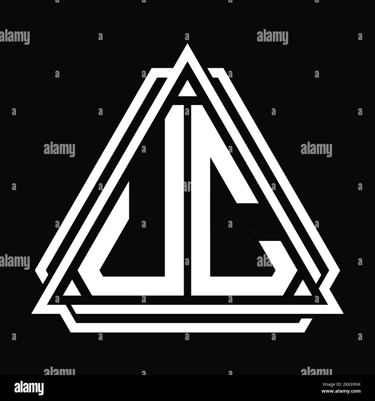 UC Logo letter monogram with triangle shape design template isolated on ...