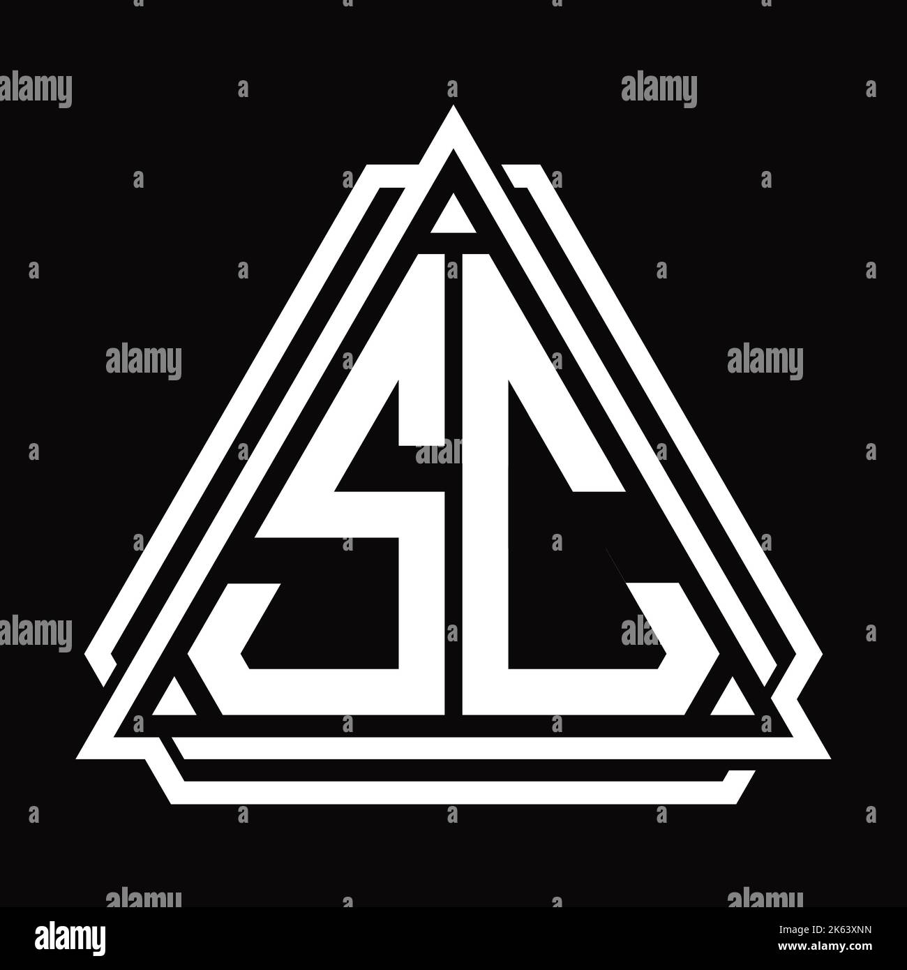 SC Logo letter monogram with triangle shape design template isolated on ...
