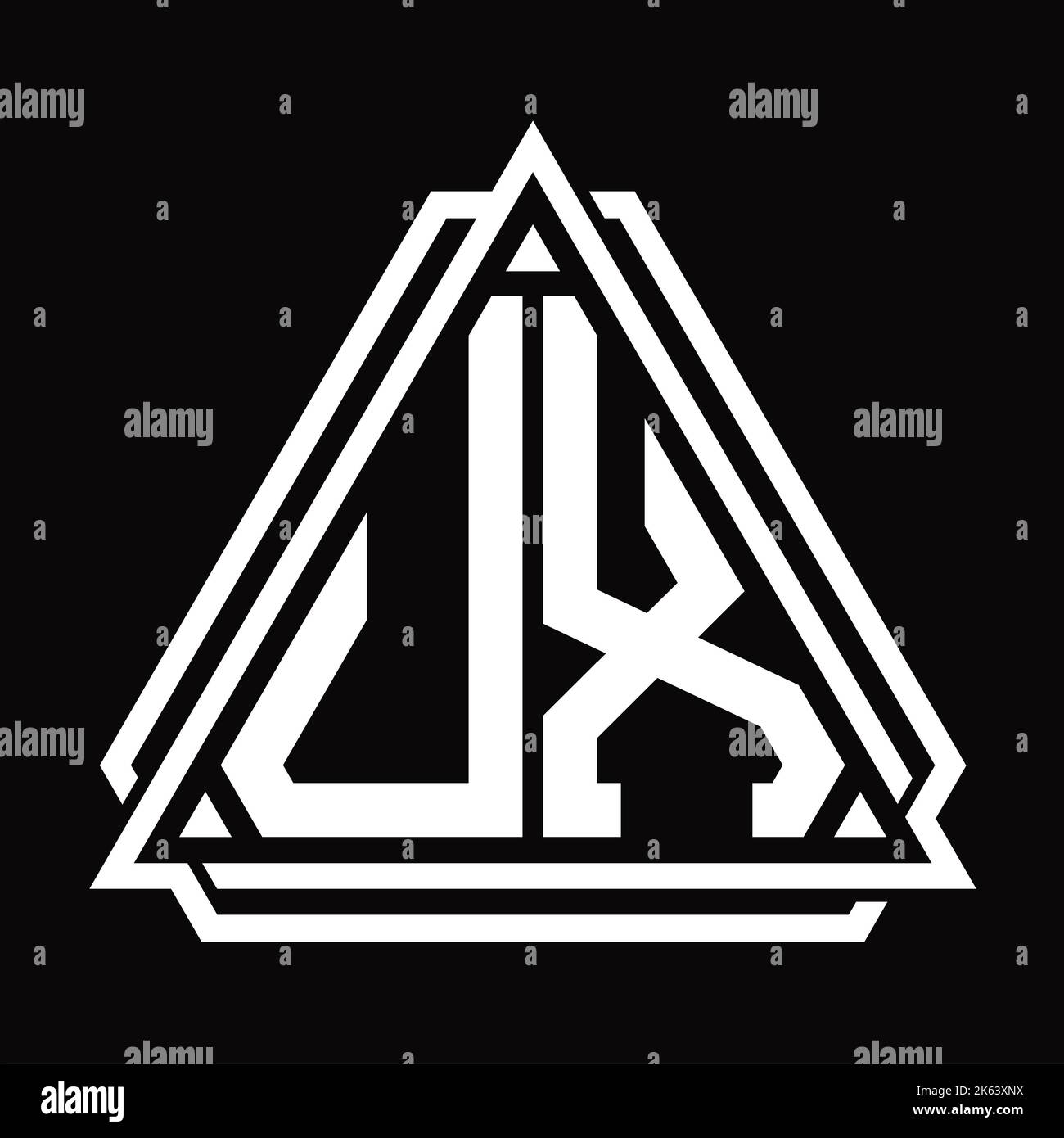 UX Logo letter monogram with triangle shape design template isolated on black background Stock ...