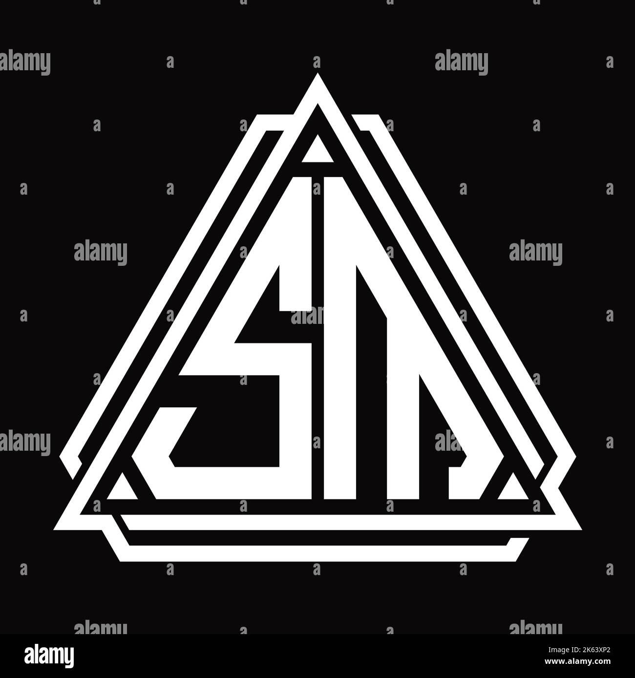 SM Logo letter monogram with triangle shape design template isolated on ...