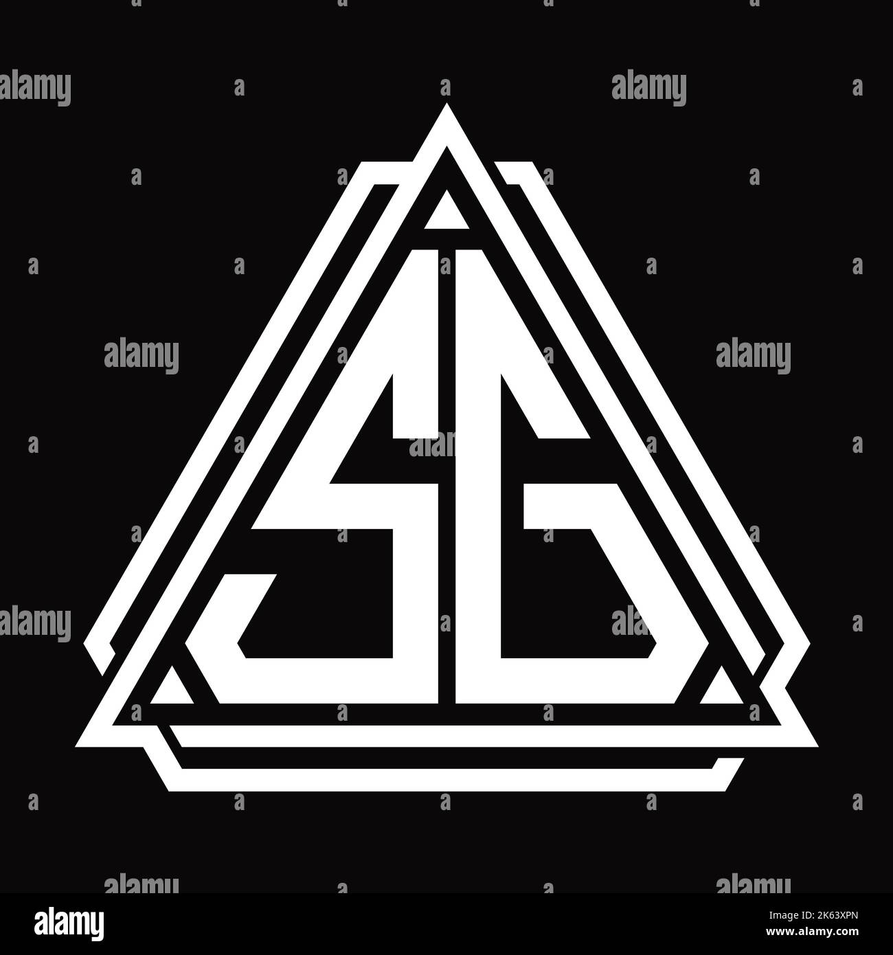 SG Logo letter monogram with triangle shape design template isolated on ...