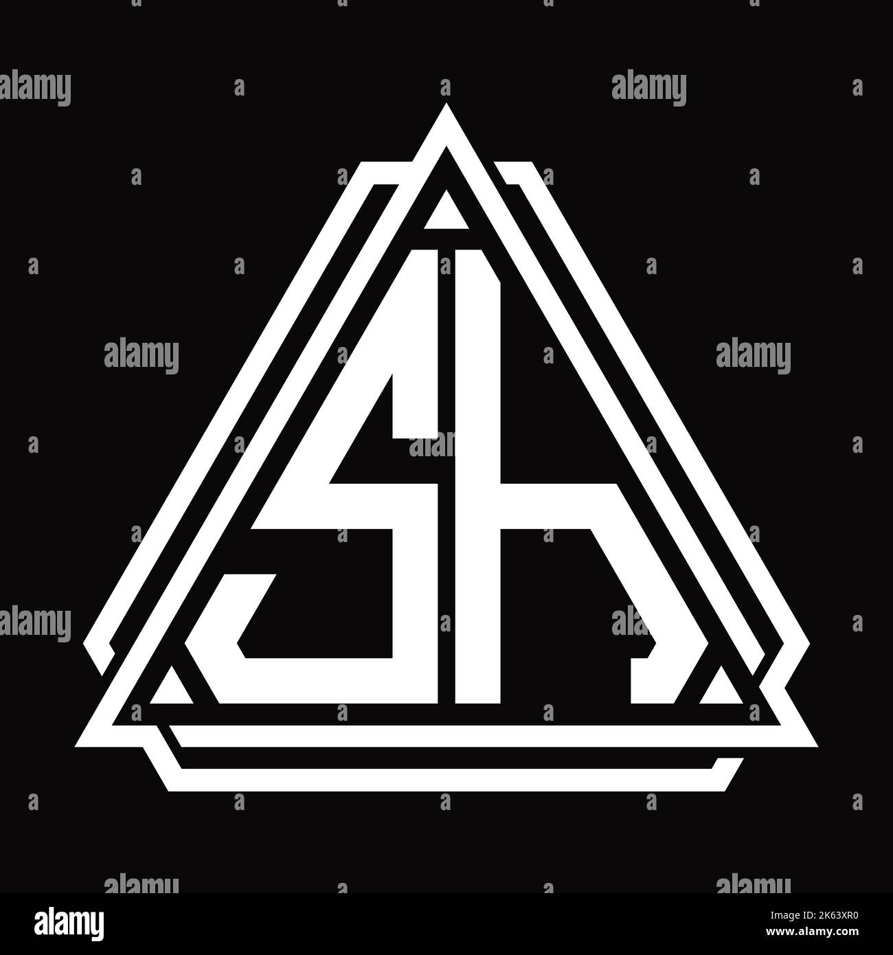 SH Logo letter monogram with triangle shape design template isolated on ...