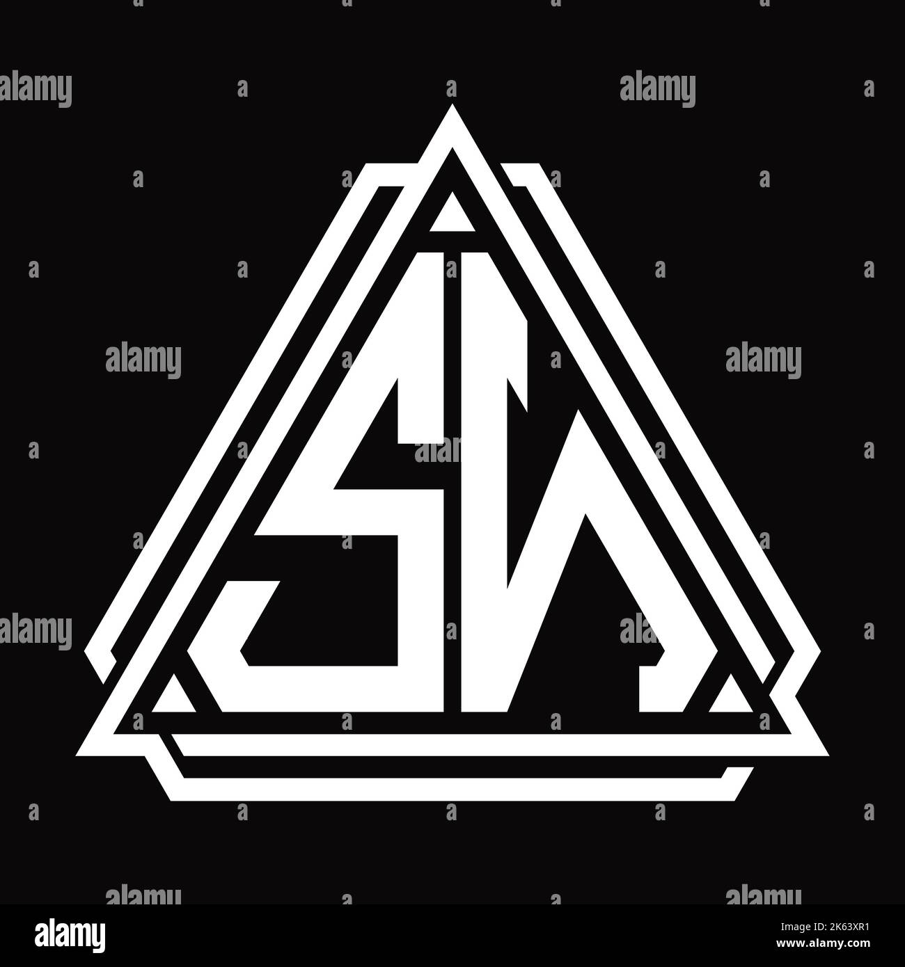 SN Logo letter monogram with triangle shape design template isolated on ...