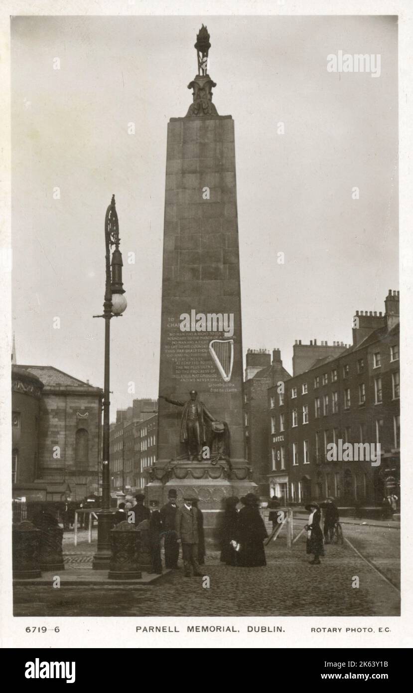 Parnell Memorial, Dublin, Ireland. The foundation stone of the monument ...