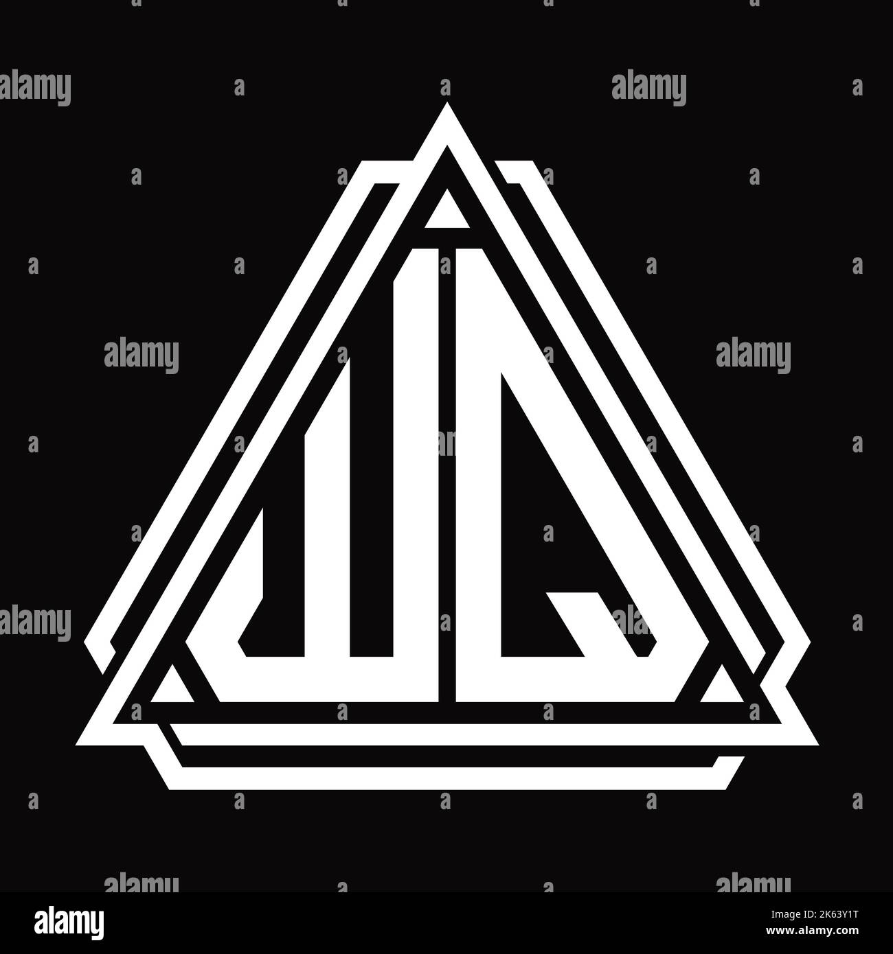 WQ Logo letter monogram with triangle shape design template isolated on ...