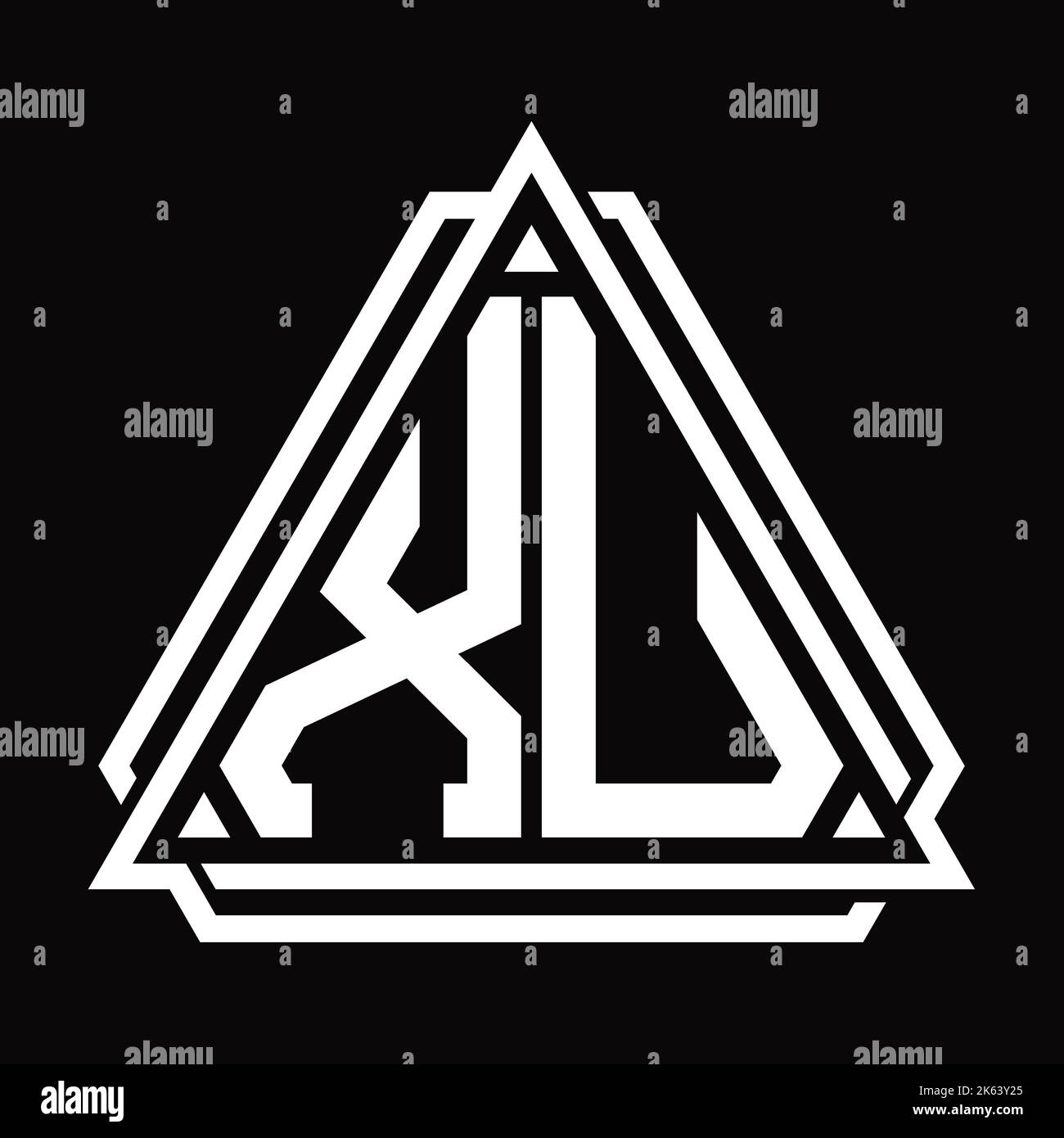XU Logo letter monogram with triangle shape design template isolated on black background Stock ...
