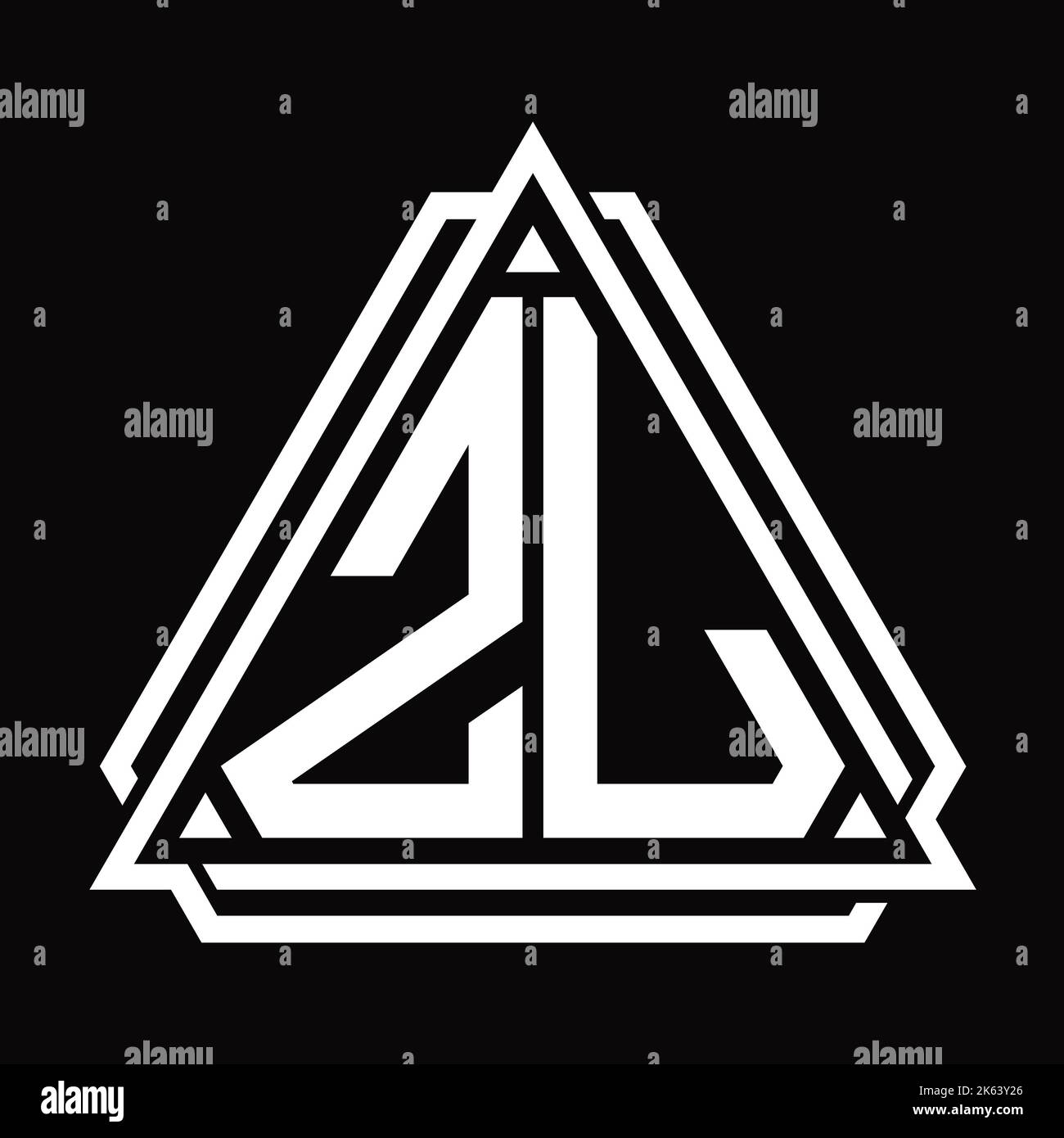 ZL Logo letter monogram with triangle shape design template isolated on ...