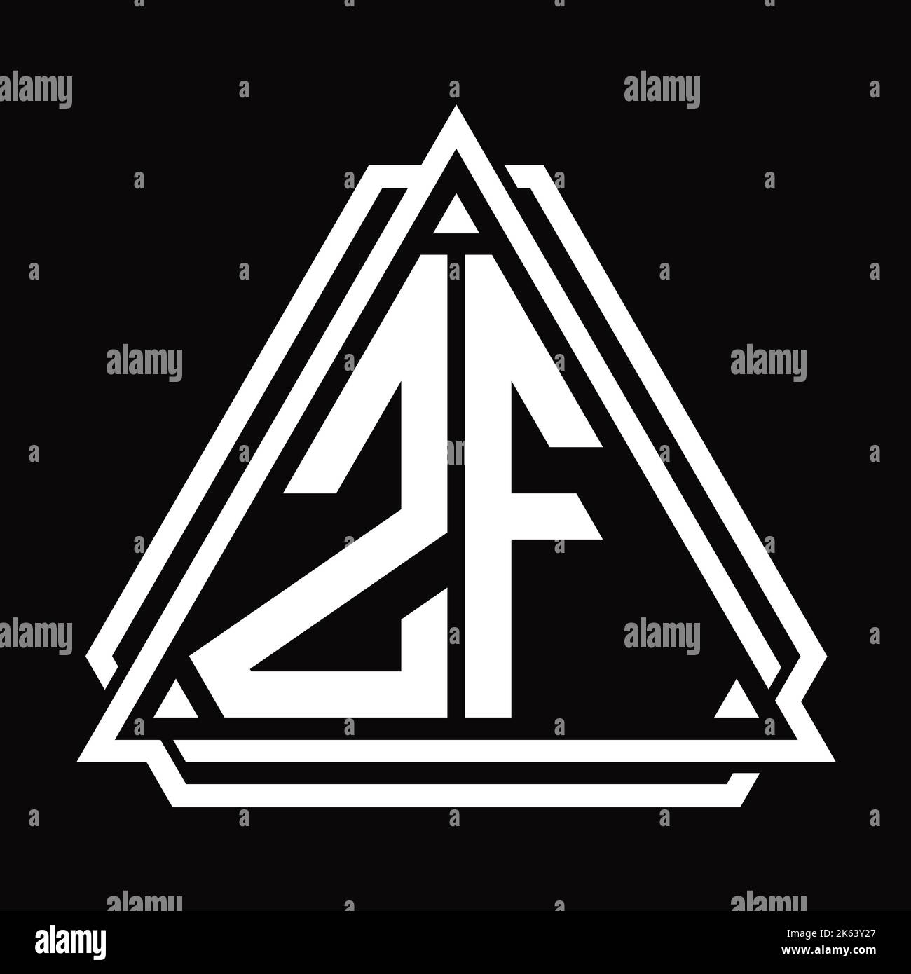 ZF Logo letter monogram with triangle shape design template isolated on ...