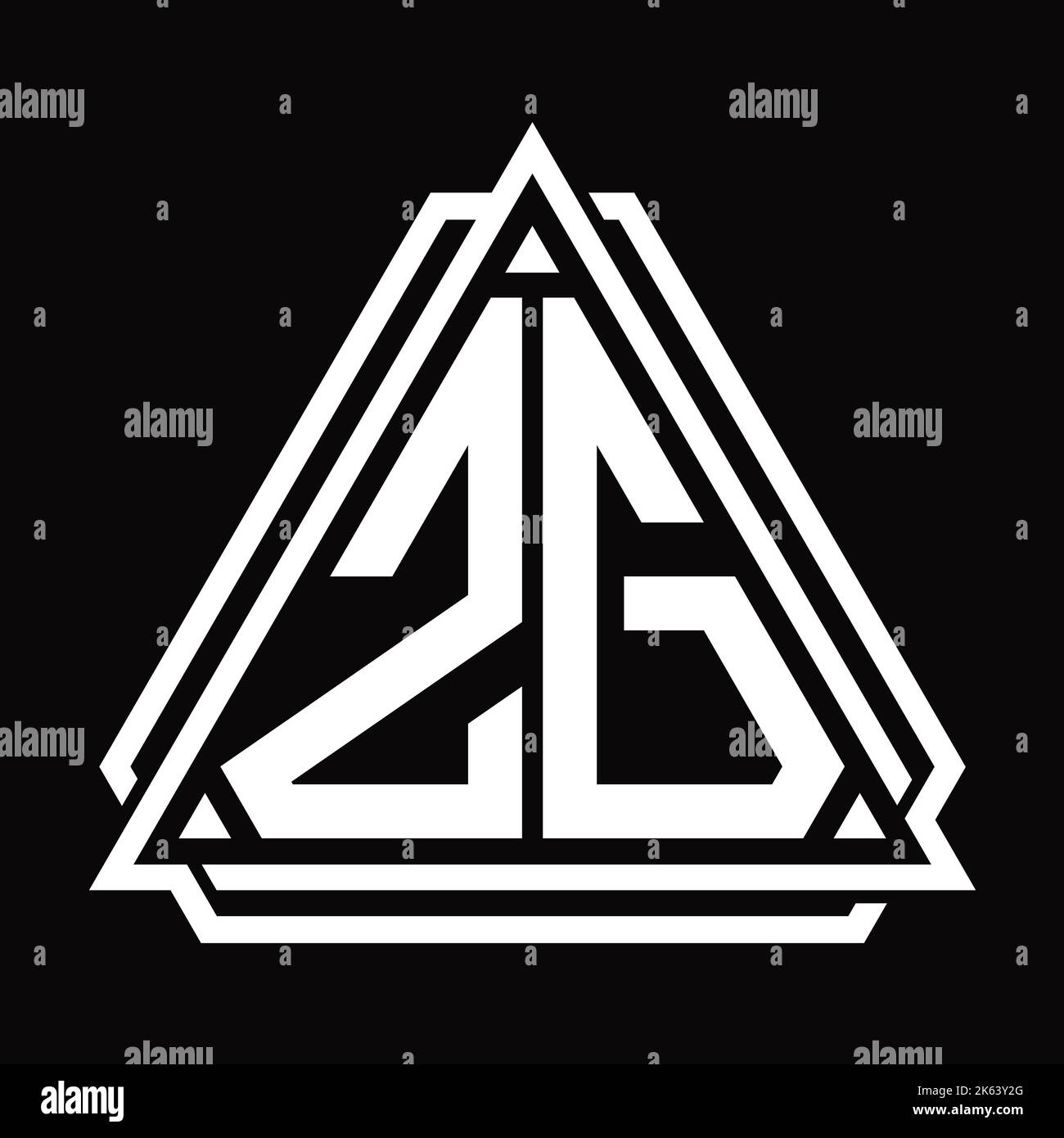 ZG Logo letter monogram with triangle shape design template isolated on ...