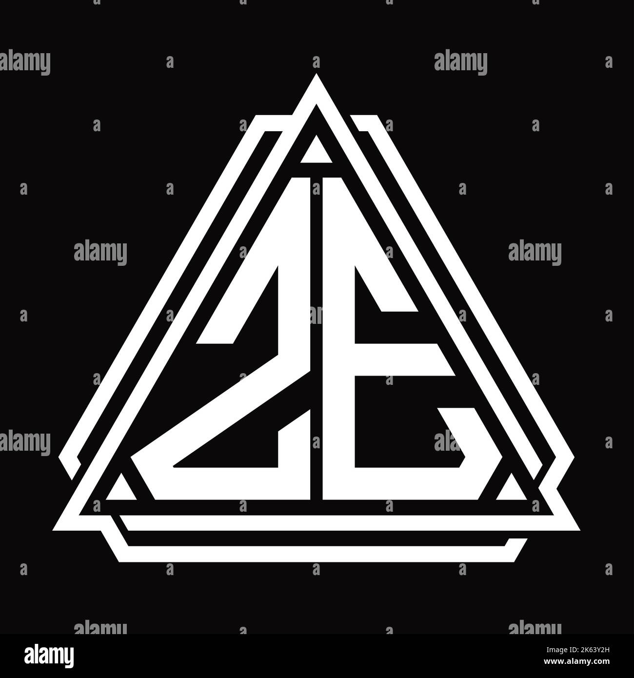 ZE Logo letter monogram with triangle shape design template isolated on ...