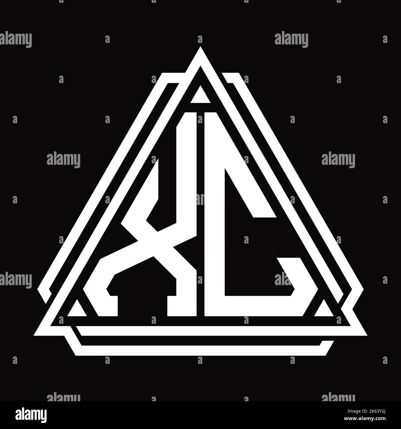 XC Logo letter monogram with triangle shape design template isolated on black background Stock ...