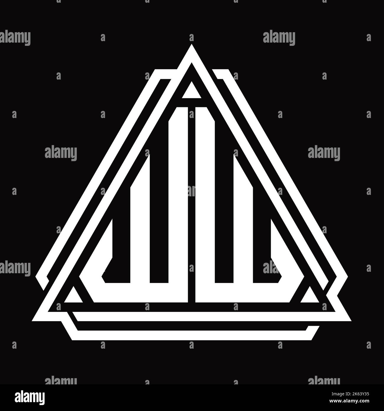 WW Logo letter monogram with triangle shape design template isolated on black background Stock ...