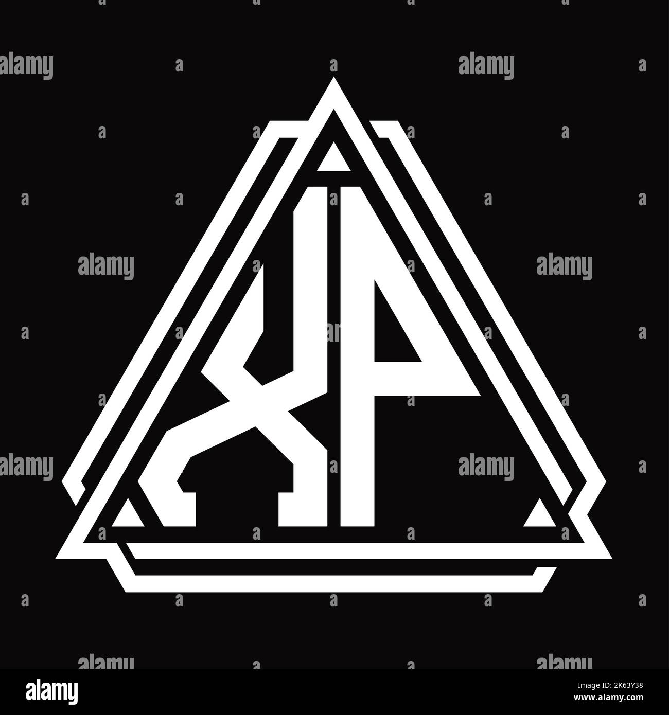 XP Logo letter monogram with triangle shape design template isolated on ...