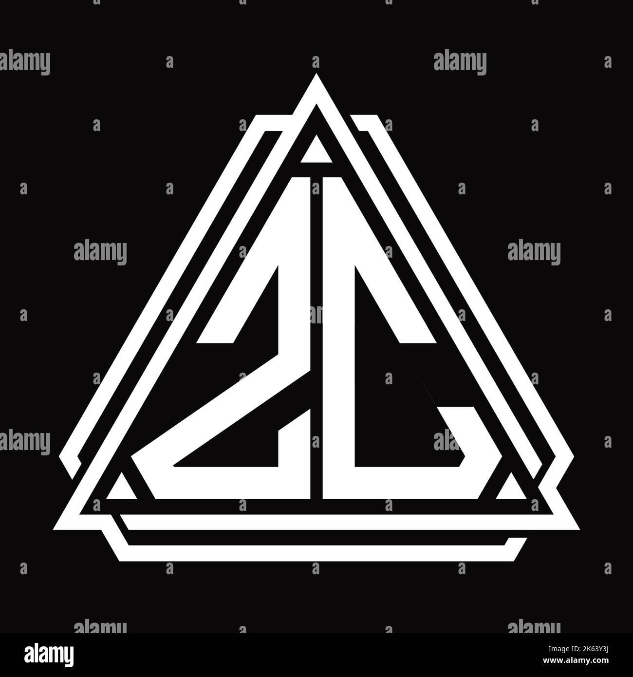 ZC Logo letter monogram with triangle shape design template isolated on black background Stock ...
