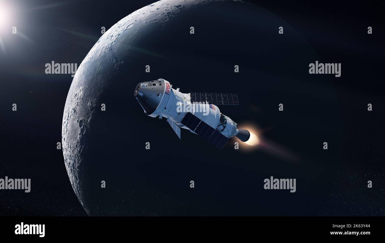 Sci Fi Wallpaper Orion Spacecraft Flies In Outer Space On Orbit Of