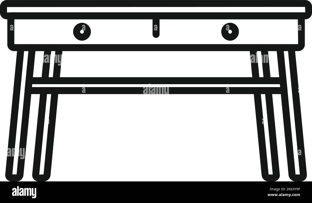 Picnic table icon outline vector. Wood desk. Top round Stock Vector ...