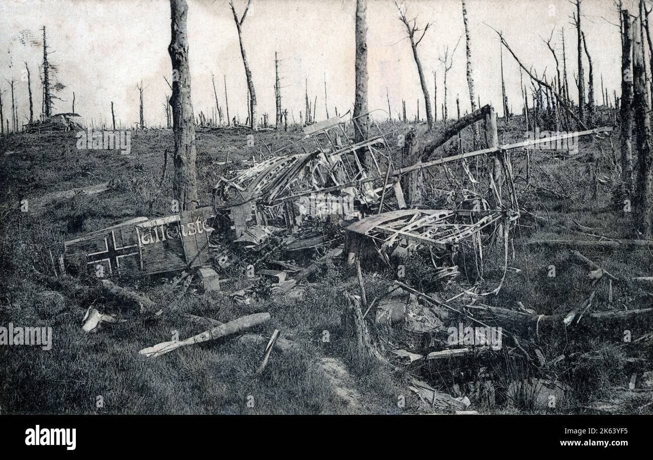 WW1 - Belgium - Ruins of the Houthulst Forest with a the remains of a ...