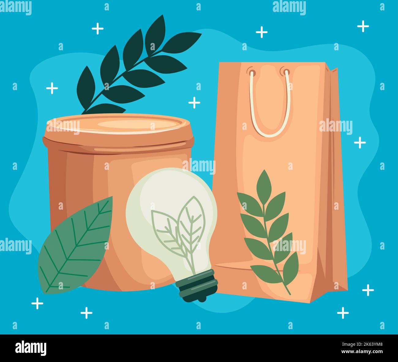 ecology bag with carton pot Stock Vector Image & Art - Alamy