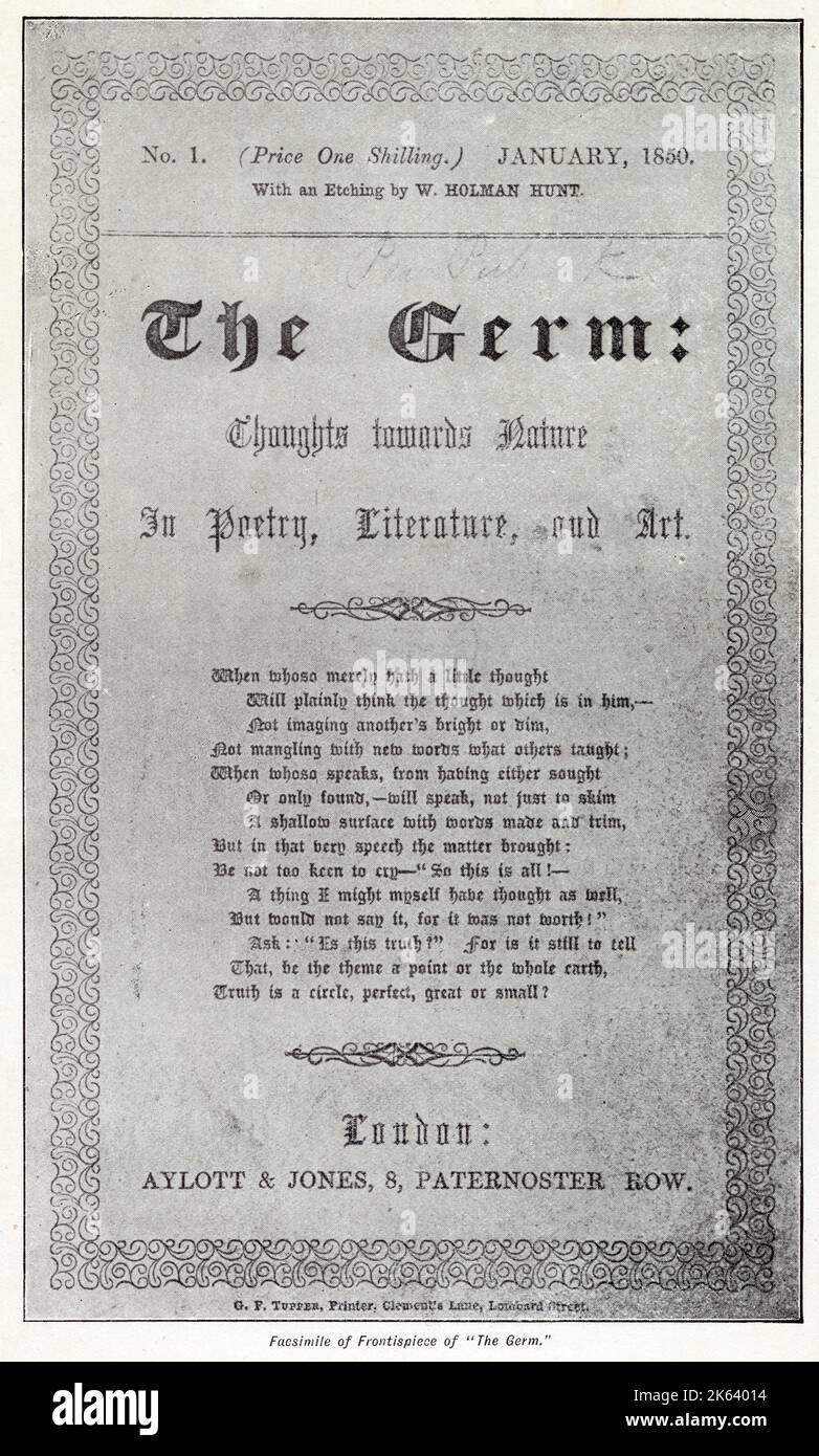 The Germ, the magazine founded by the Pre-Raphaelite Brotherhood in ...