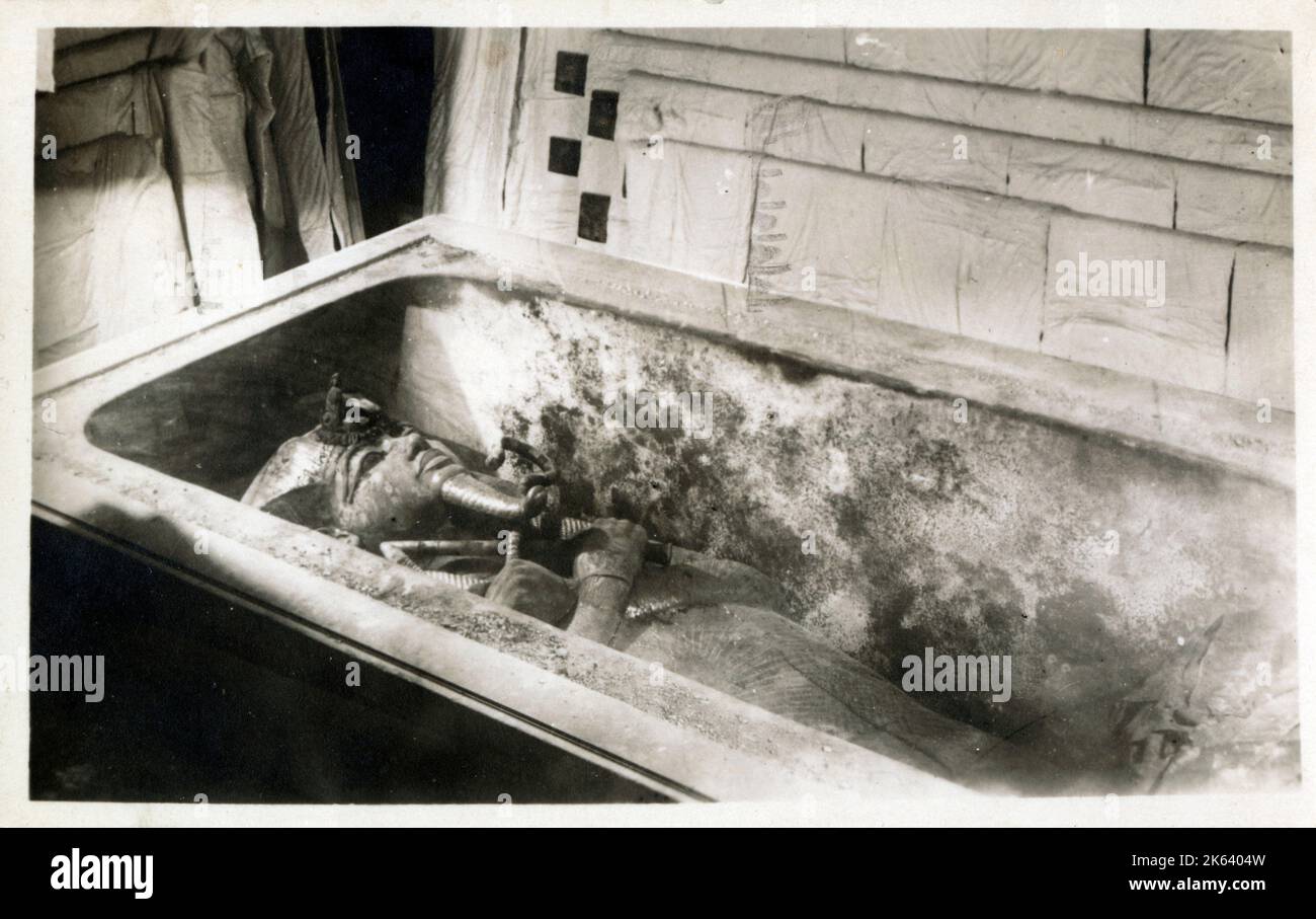 The stone sarcophagus of Pharaoh Tutankhamun - in his tomb at the ...