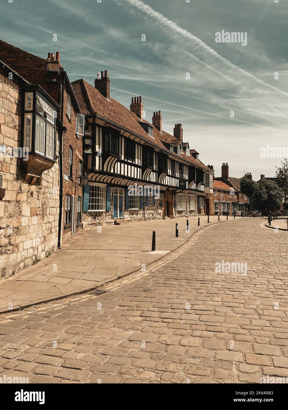A view of college street in York. The Tudor style buildings is the St ...