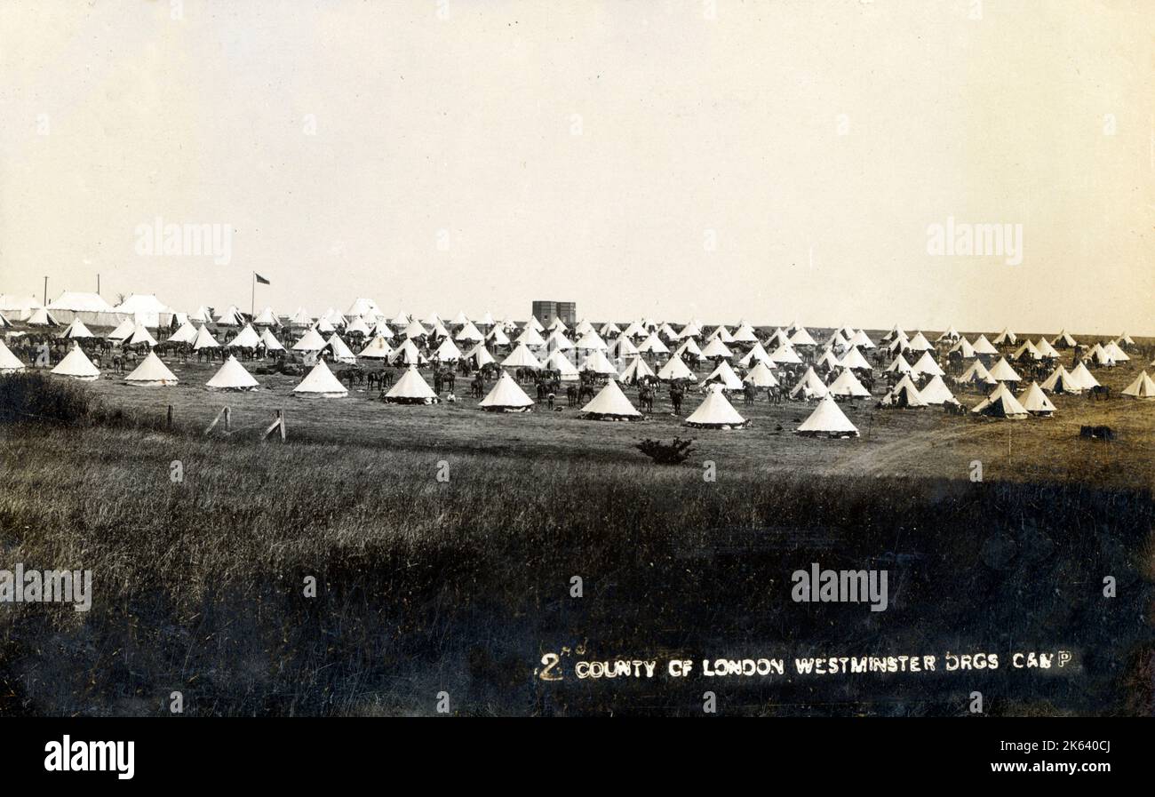 2nd County of London Westminster Dragoons Camp. Devizes, Wiltshire ...