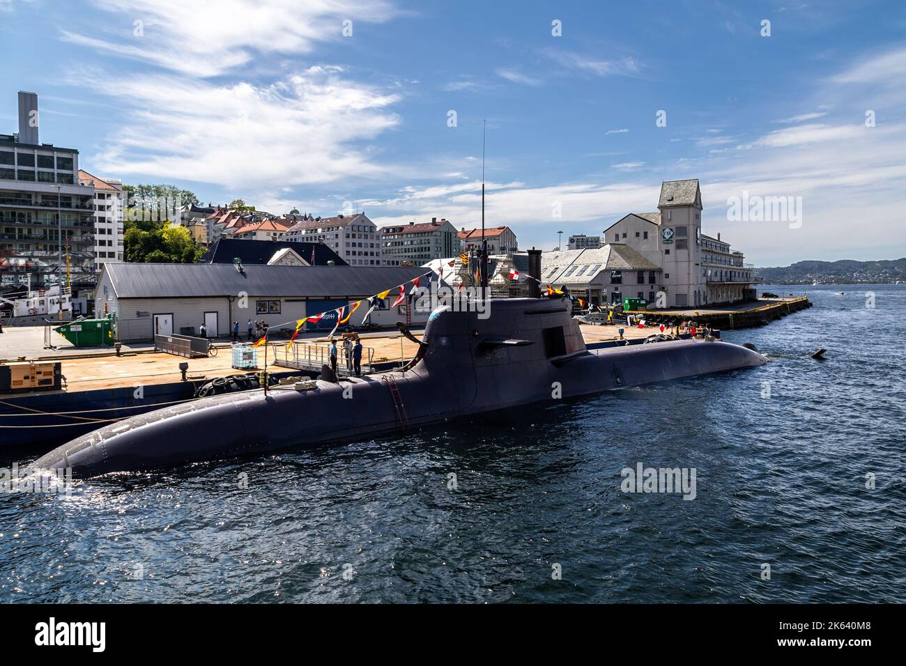 German submarine U-35 (S185) moored alongside Tollbodkaien quay in port ...