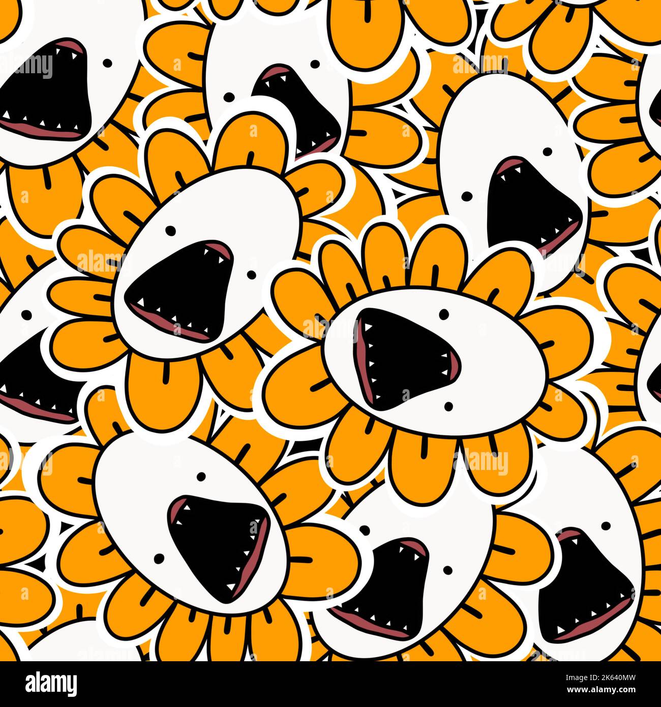 Halloween monsters angry flower seamless cartoon kids pattern for ...