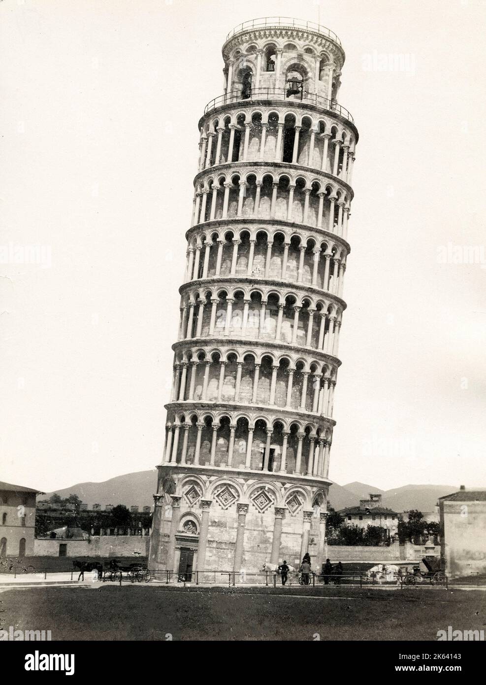 19th century vintage photograph: Leaning Tower of Pisa, Italy Stock ...