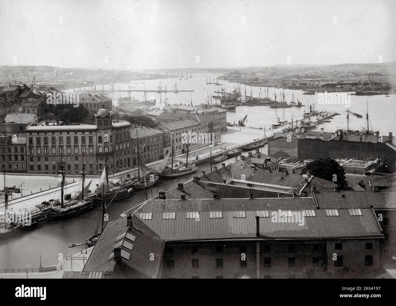 Vintage 19th century photograph: View of ships in the harbour at ...