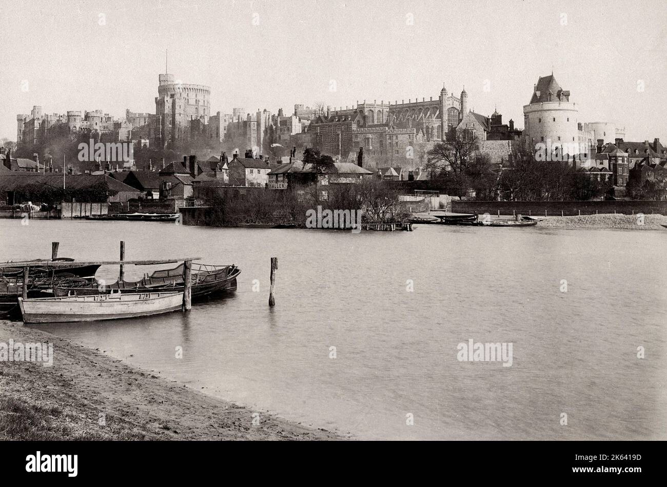 Vintage 19th century photograph: Windsor Castle from the River Themes ...