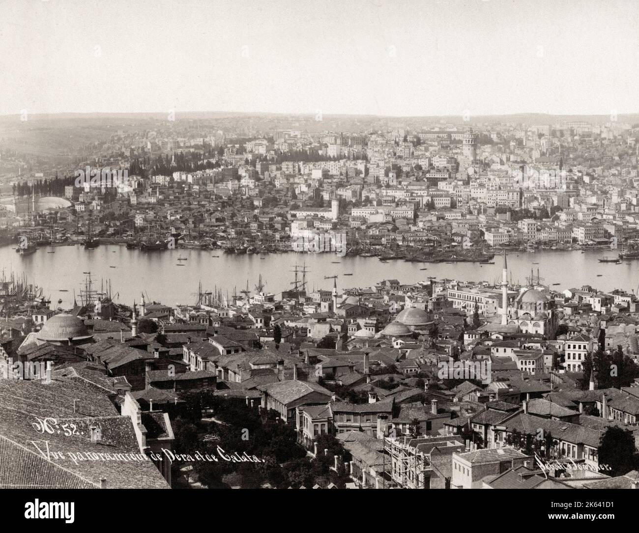 Vintage 19th century photograph: Panoramic rooftop view of ...