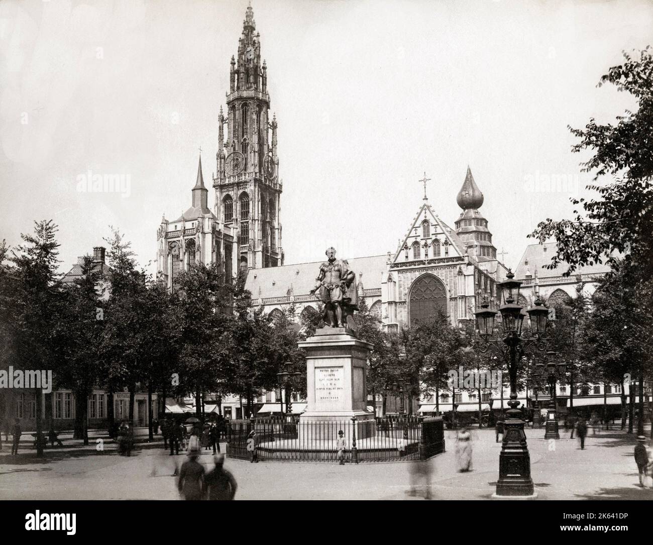 Vintage 19th century photograph: Belgium Antwerp Anvers city centre ...
