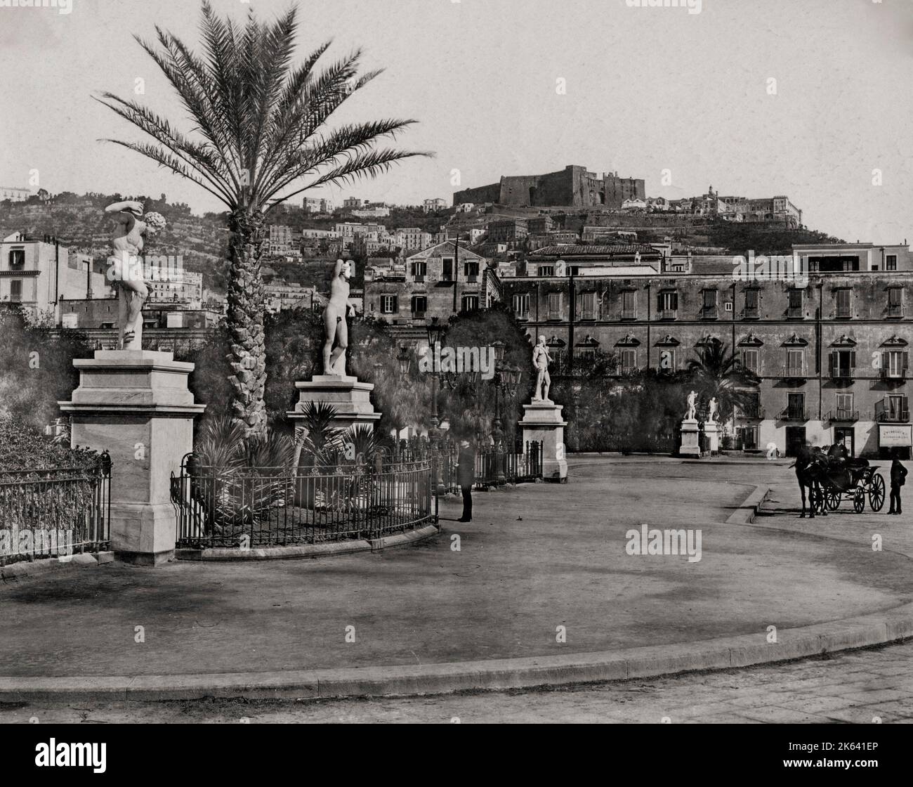 Vintage 19th century photograph: City centre view of the architecture ...