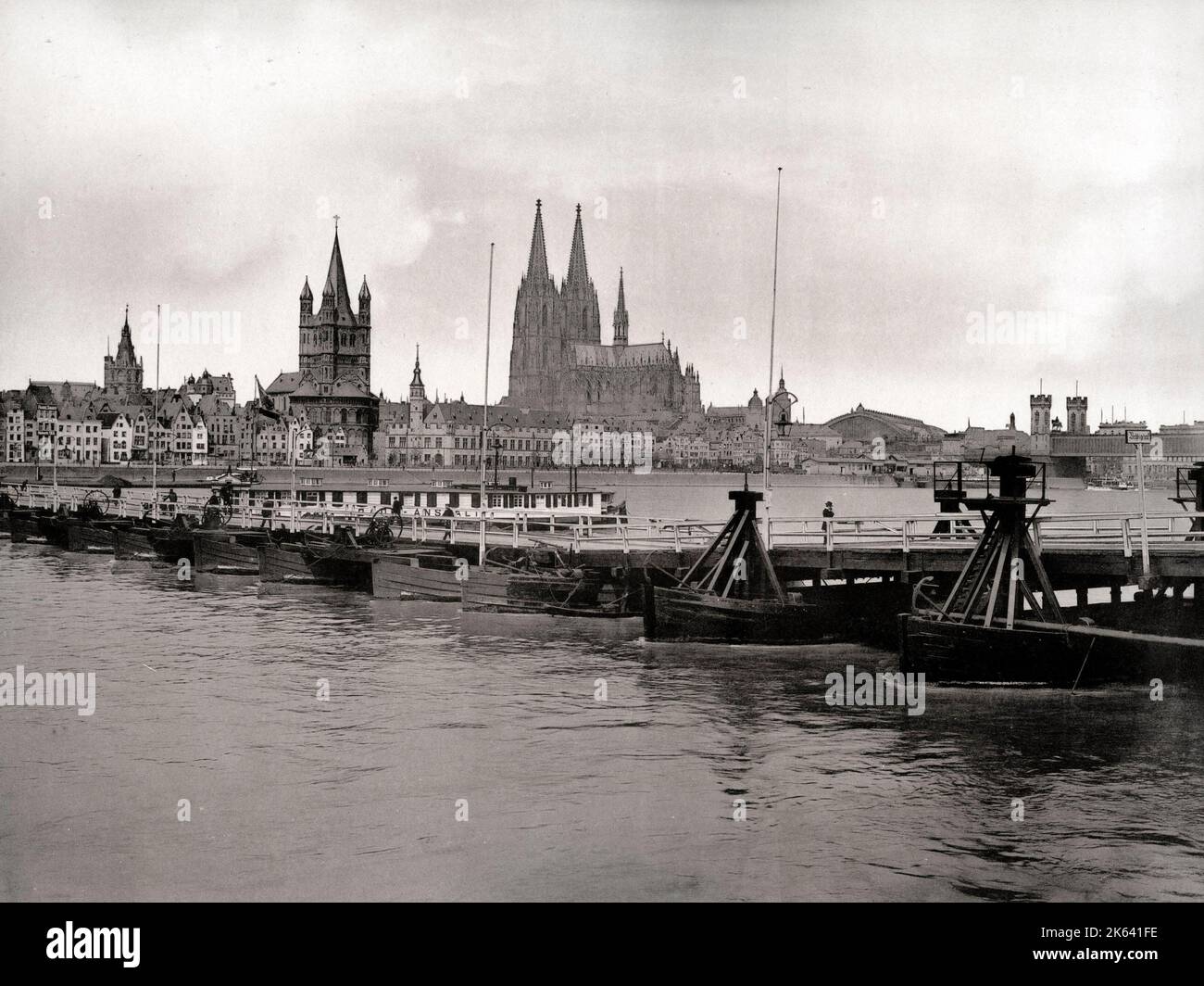 Vintage 19th century photograph: View of the city of Cologne Koln from ...