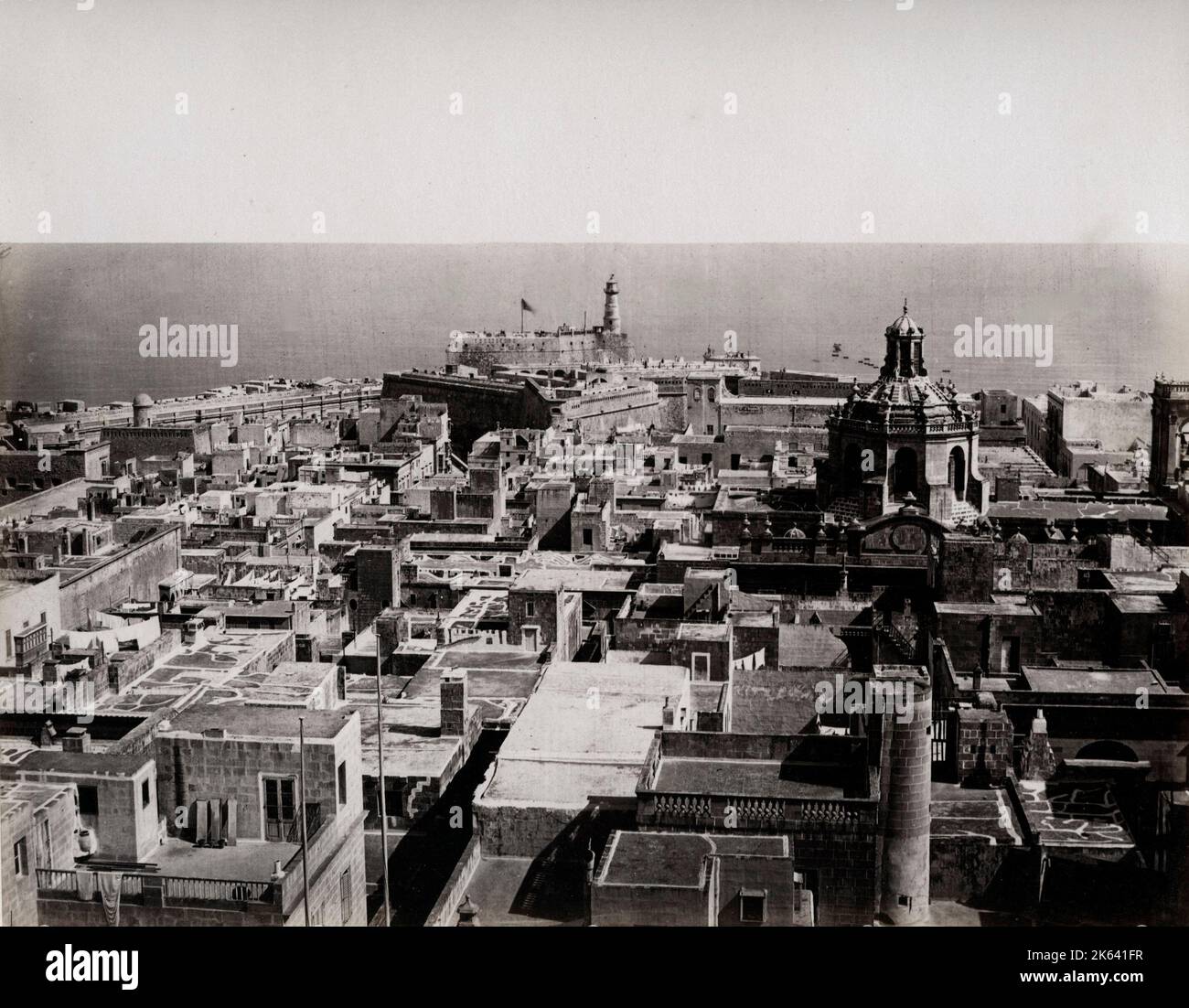 Vintage 19th century photograph: Bird's eye view of the city centre ...