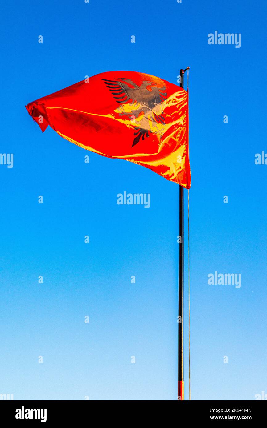 Black eagle on red flag hi-res stock photography and images - Alamy