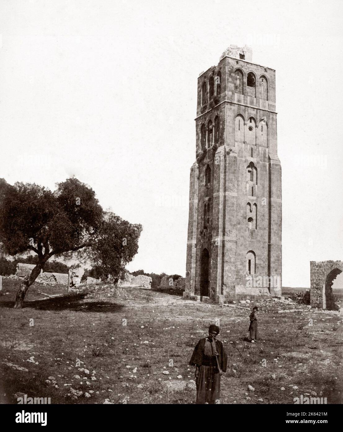 c.1880s Holy Land - the the tower of Ramla, White Mosque - Palestine ...