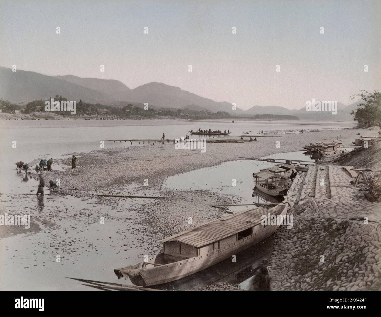 Nagara River, Gifu, central Japan. Vintage 19th century photograph ...