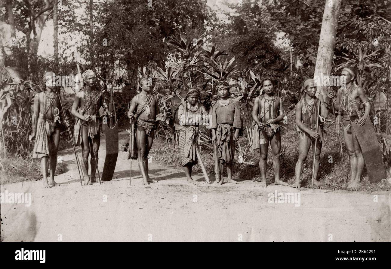 c.1880s South East Asia - Philippines - group of warriors with spears ...