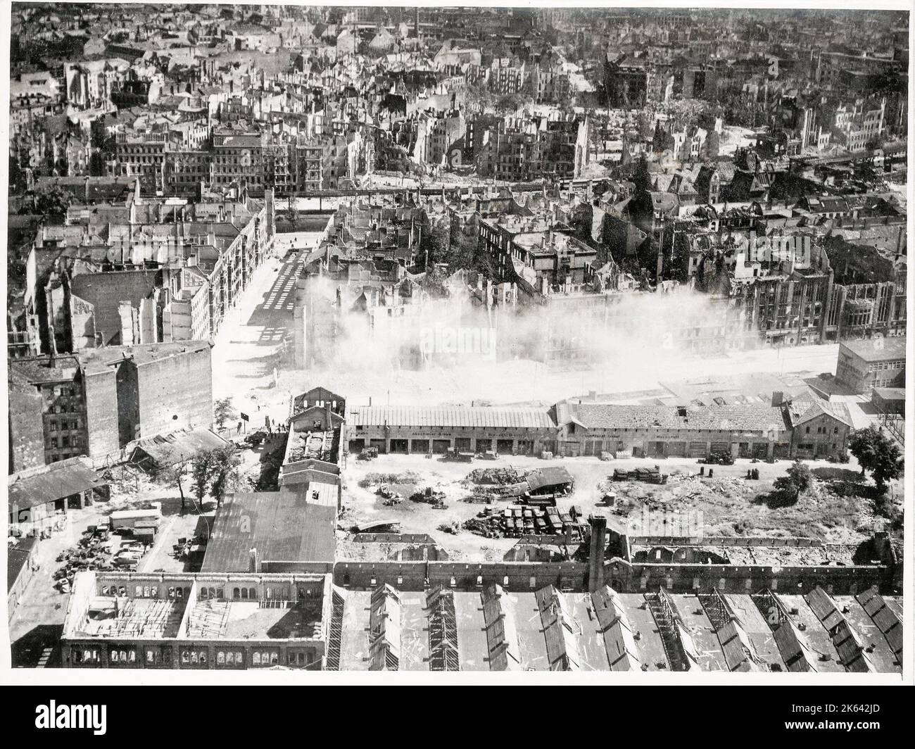 World War II vintage photograph - ruins in the centre of Berlin, dust ...