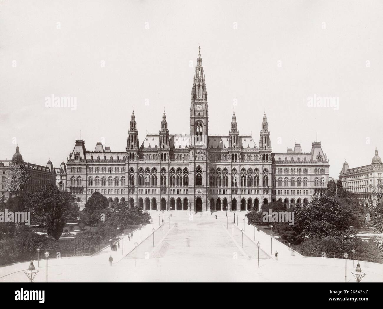 Vintage 19th century photograph- Vienna, Wien, Austria Rathaus or City ...