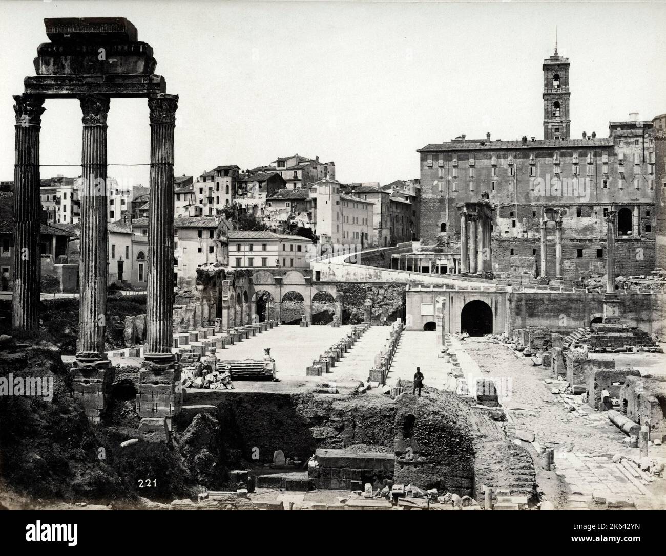19th century vintage photograph: View Roman ruins, architecture, in the ...