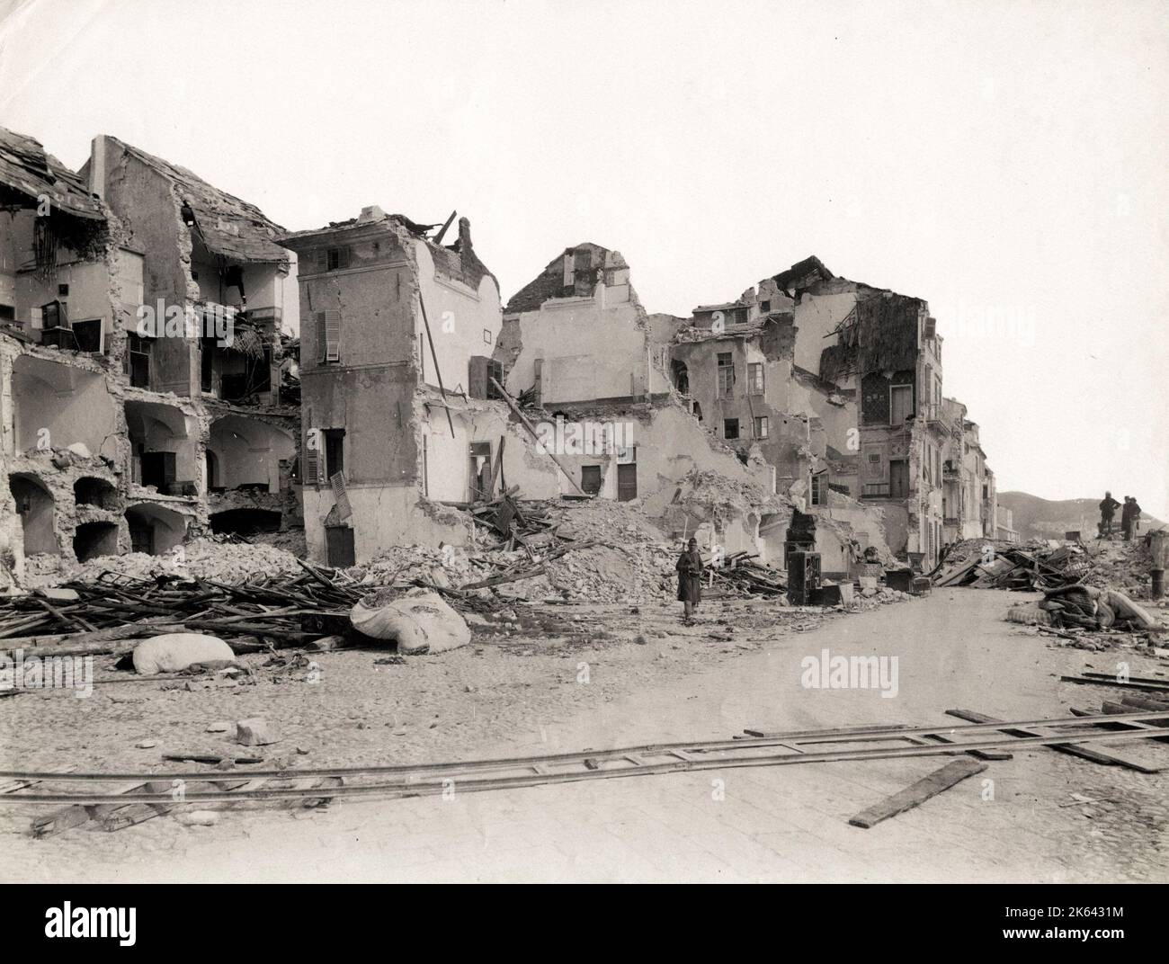 19th century vintage photograph: Earthquake damage, Bussana Vecchia ...