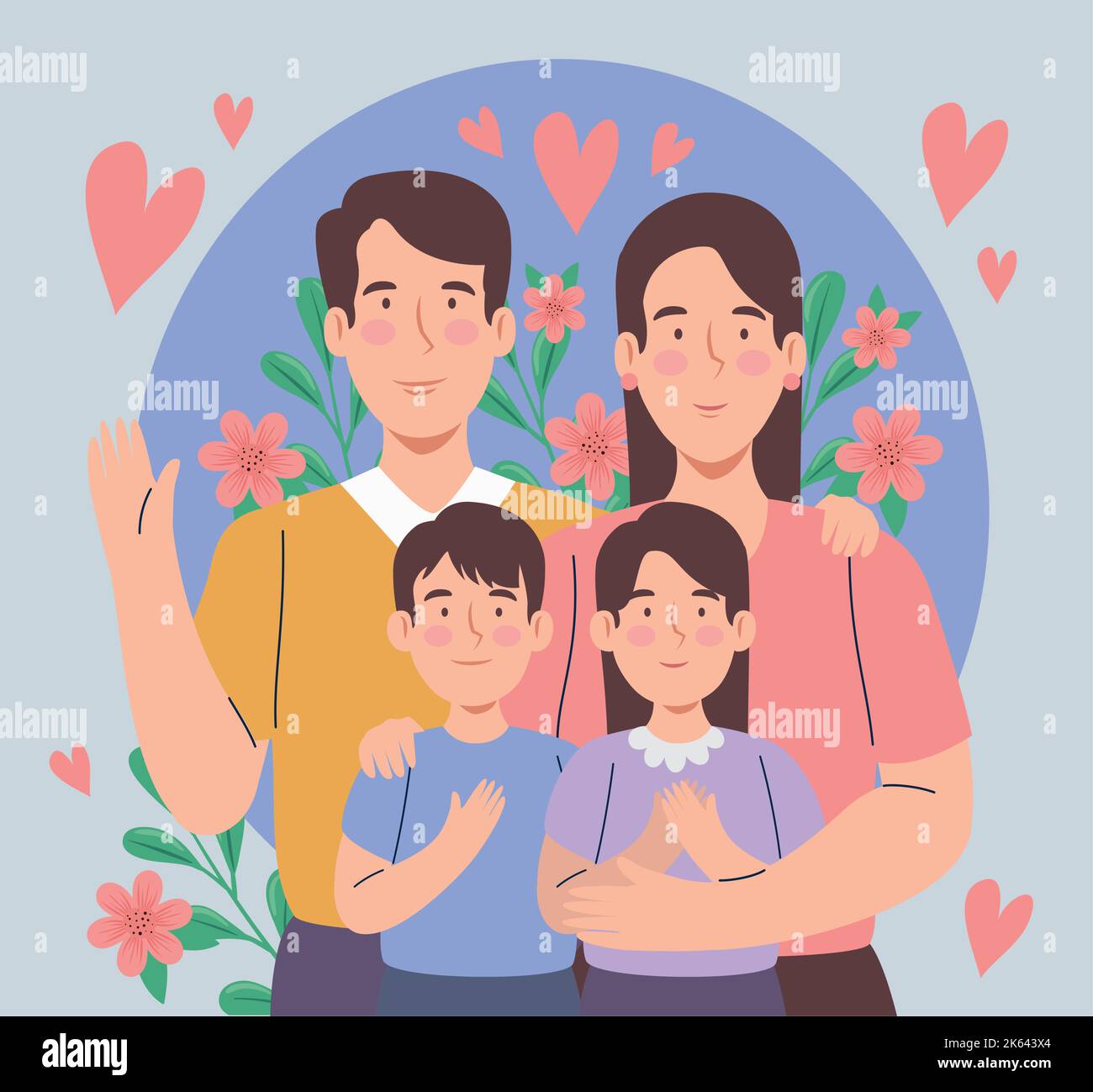 korean parents with kids and hearts Stock Vector Image & Art - Alamy